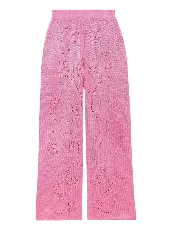 Calle Del Mar Ivy Pointelle-knit Wide-leg Pants - Pink