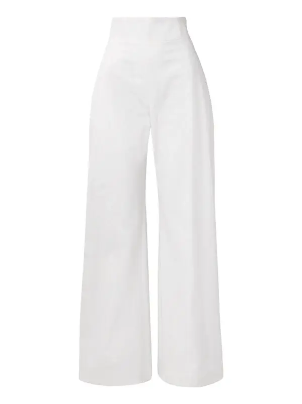 Carolina Herrera Cotton-blend Sateen Wide-leg Pants - White