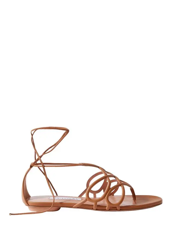 AQUAZZURA Infinito Leather Sandals - Brown