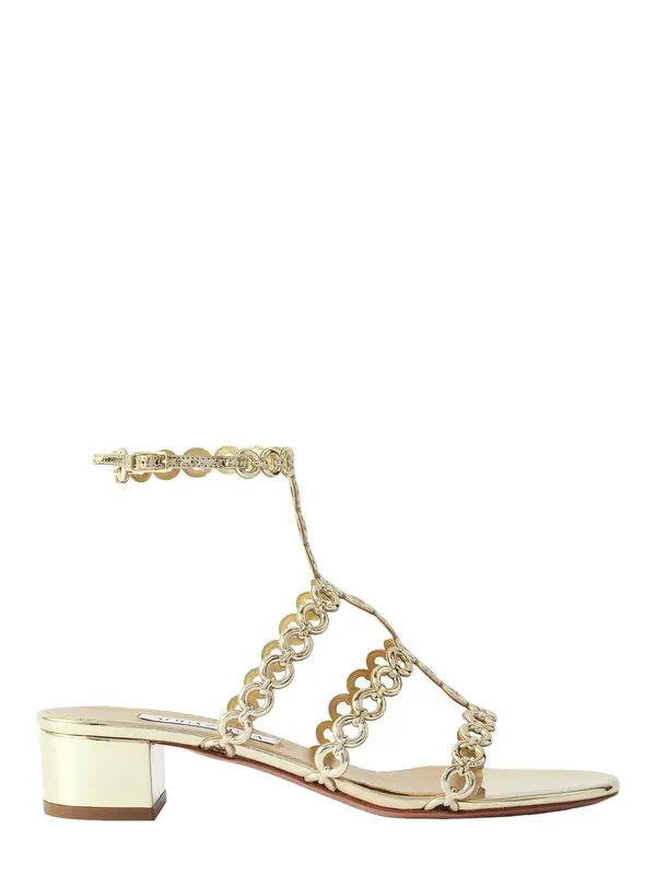 AQUAZZURA Infinity Mirrored-leather Sandals - Gold