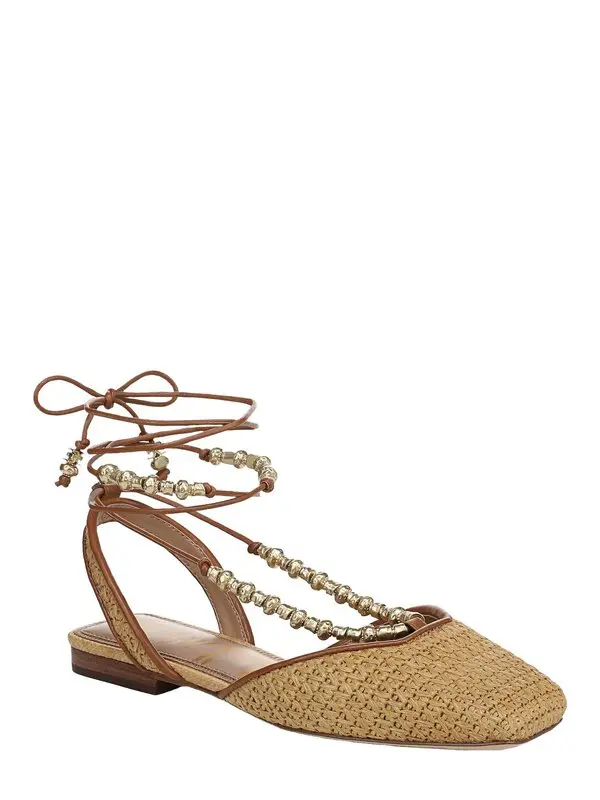 Sam Edelman Lily Ankle Wrap Flat - Sand/ Saddle