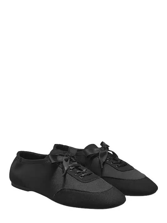 Vivaia Cristina Square-toe Satin Ballet Sneakers - Black