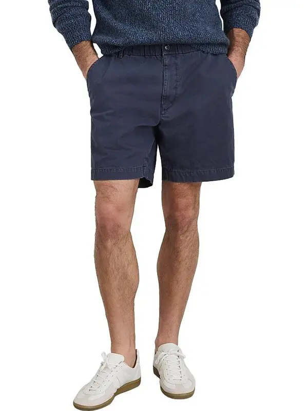 ALEX MILL 7" Pull On Herringbone Shorts - Navy