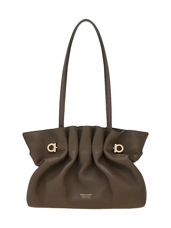 FERRAGAMO Piercing Shoulder Bag - Concrete