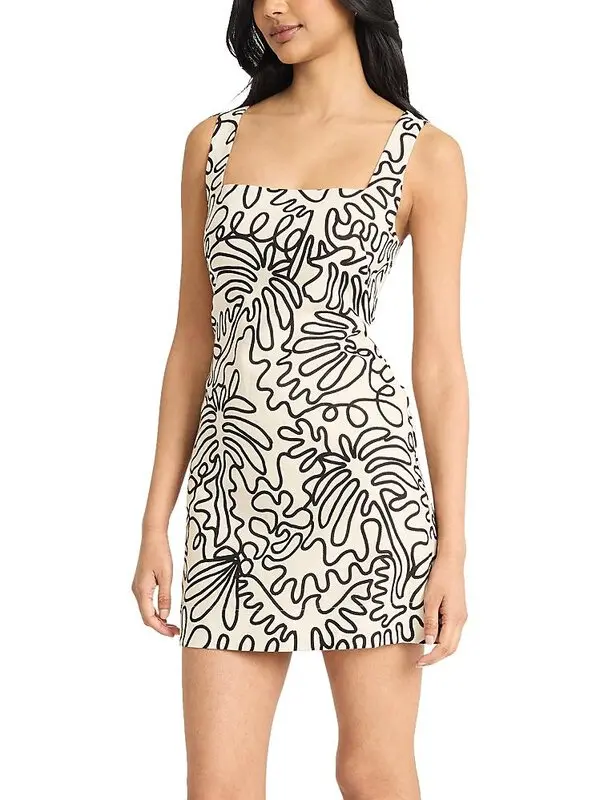 THE GOOD JOURNEY Square Neck Mini Dress - Cream/ Black