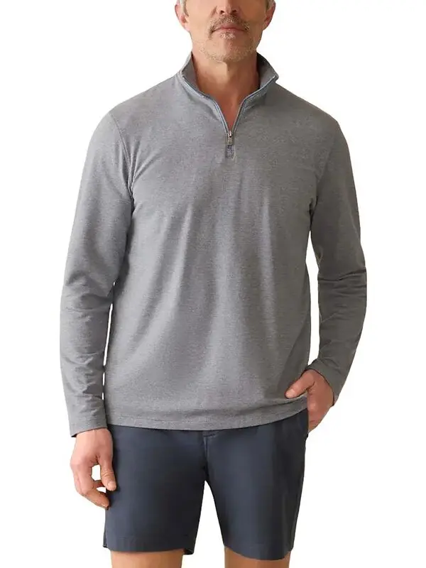 Faherty Brand Movement Quarter Zip Sweater - Charcoal Stream Stripe