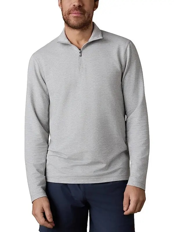 Faherty Brand Movement Quarter Zip Sweater - Grey Cove Stripe