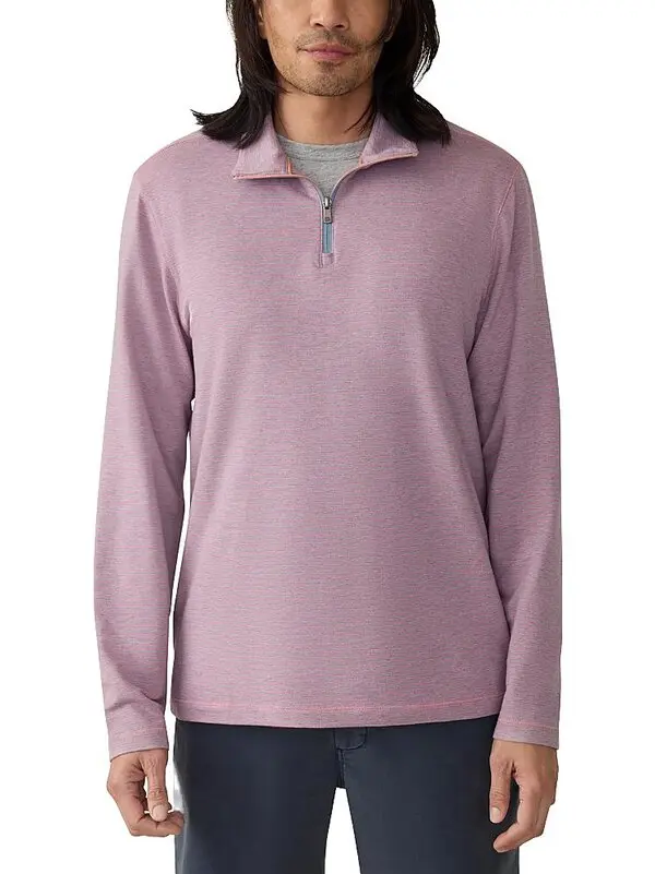 Faherty Brand Movement Quarter Zip Sweater - Rose Creek Stripe
