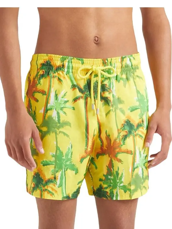 Vilebrequin Palms Offset Ultralight & Packable 5.5" Swim Trunks - Soleil Sun