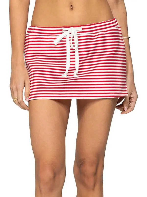 EDIKTED Psalm Striped Mini Skort - Red