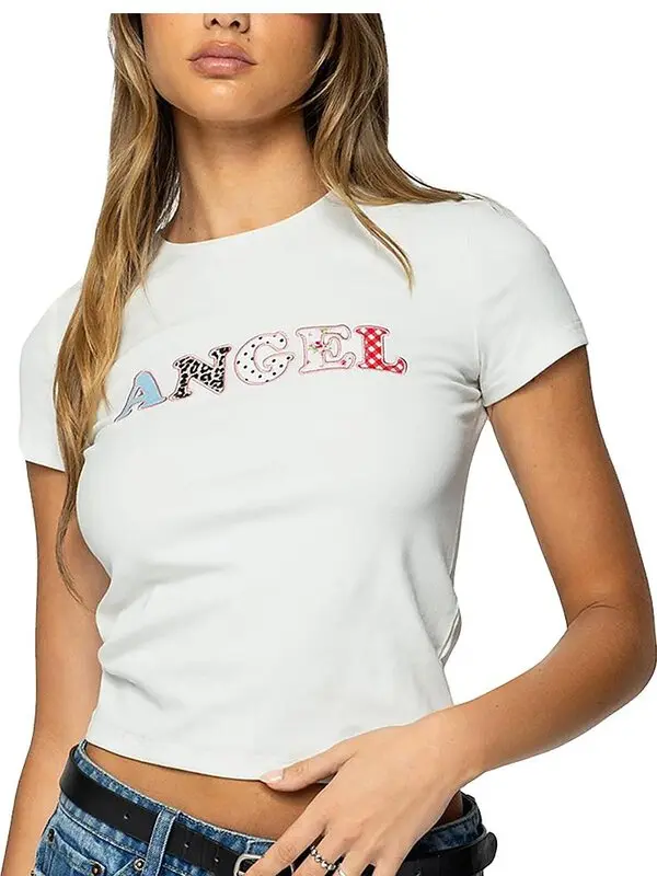 EDIKTED Angel Patch T-shirt - White