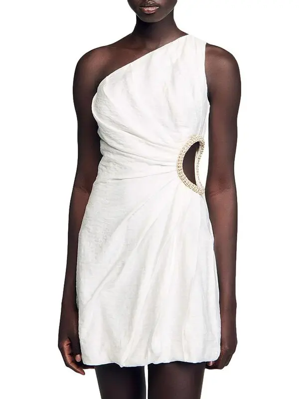 Sandro Dalida Asymmetric Short Dress - White