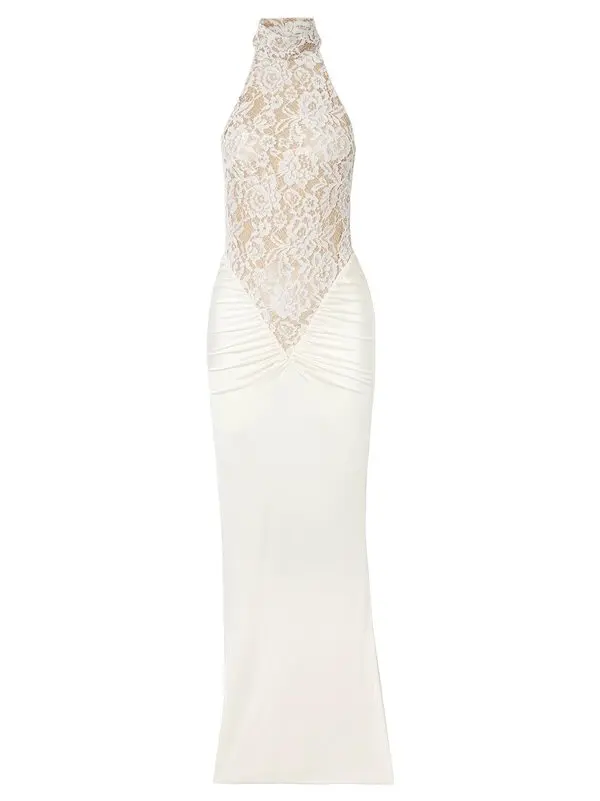 THE NEW ARRIVALS ILKYAZ OZEL Ilkyaz Ozel Cass Halterneck Gown - White