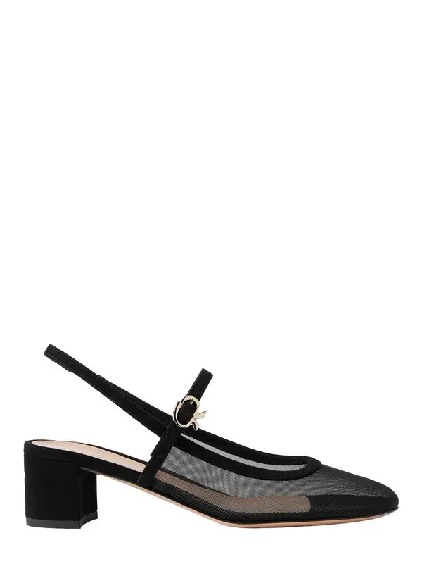 GIANVITO ROSSI Francoise 45 Suede-trimmed Mesh Slingback Pumps - Black