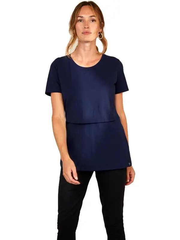 THE BSHIRT Nursing Crew Neck T-shirt - Navy