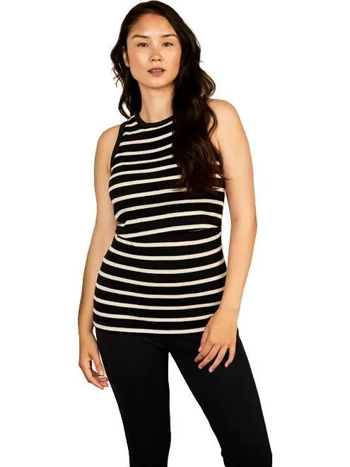 THE BSHIRT Nursing Rib Racer Vest - Black/white Stripe