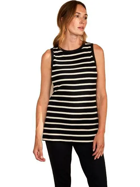 THE BSHIRT Rib Racer Striped Vest - Black / White Stripe