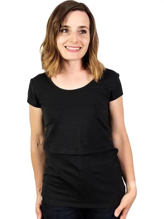 THE BSHIRT Short Sleeve Nursing T-shirt - Black