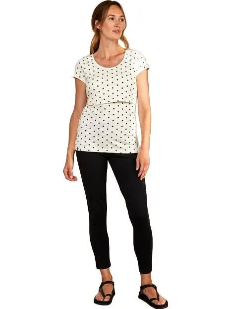 THE BSHIRT Short Sleeve Nursing T-shirt - Cream/black Spots