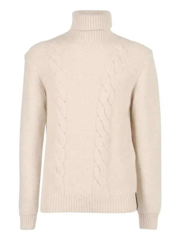 K-WAY High-neck Cable-knit Jumper - Beige