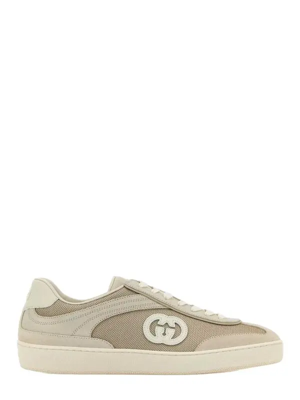Gucci Cappuccino Fabric And Suede Sneakers - Beige O Tan