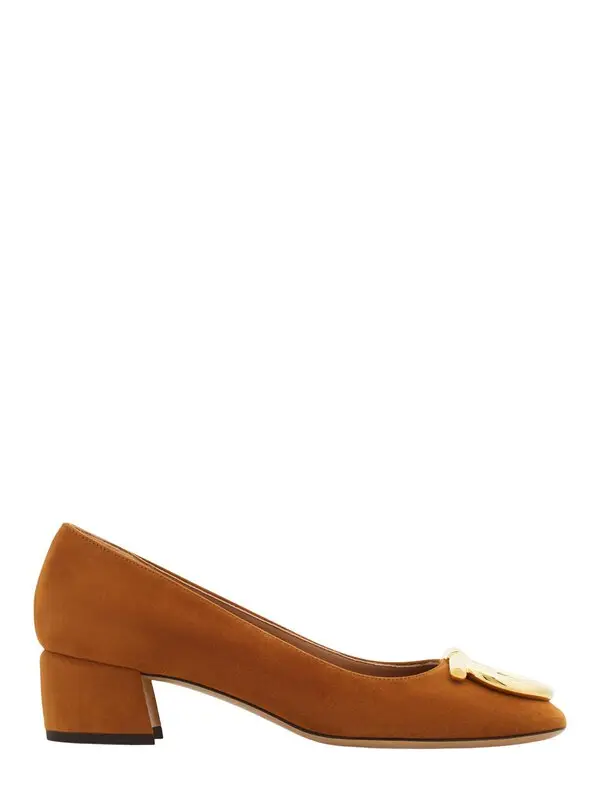FERRAGAMO Maxi Gancini Pointed Pump - Brown