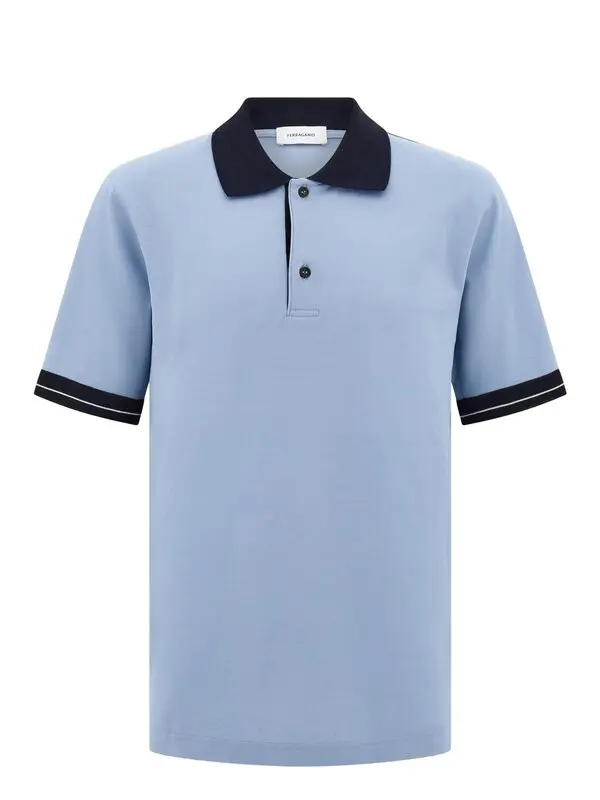 FERRAGAMO Short Sleeve Polo Shirt - Blue