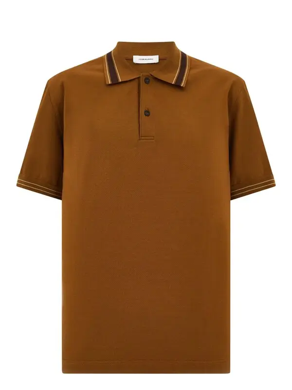 FERRAGAMO Short Sleeve Polo Shirt - Brown