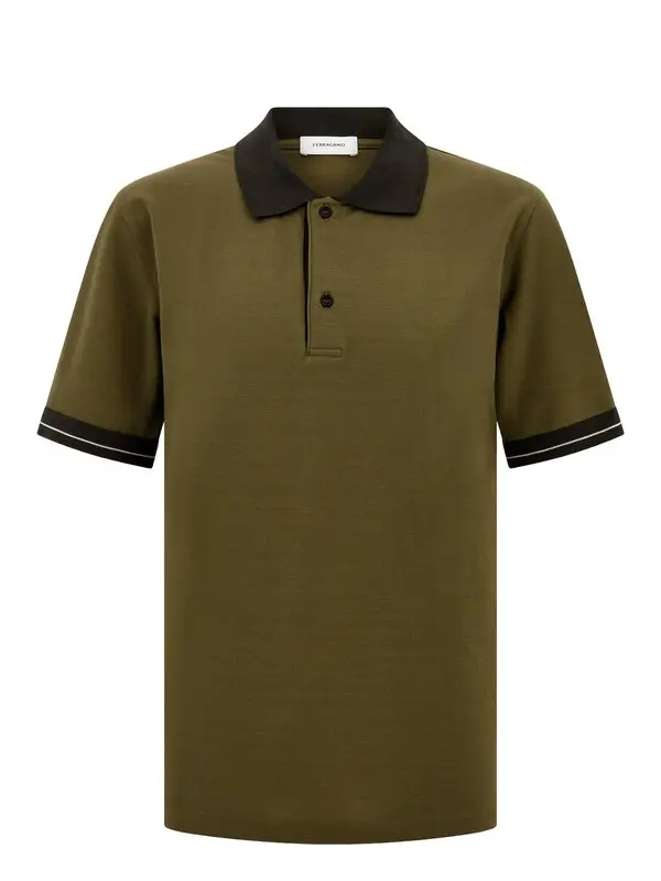 FERRAGAMO Short Sleeve Polo Shirt - Green