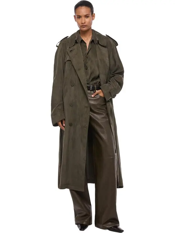 Helmut Lang Fluid Trench Coat - Dark Moss