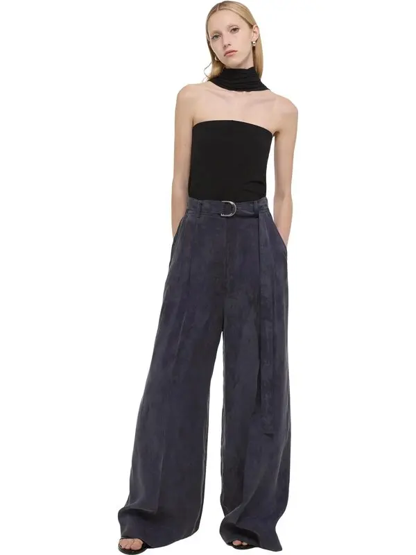 Helmut Lang Pleated Wide Leg Trousers - Indigo