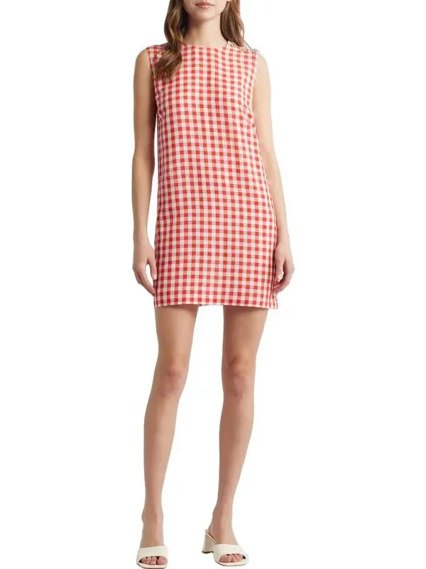 DÔEN Coralie Gingham Mini Dress - Scarlet Marilyn Gingham