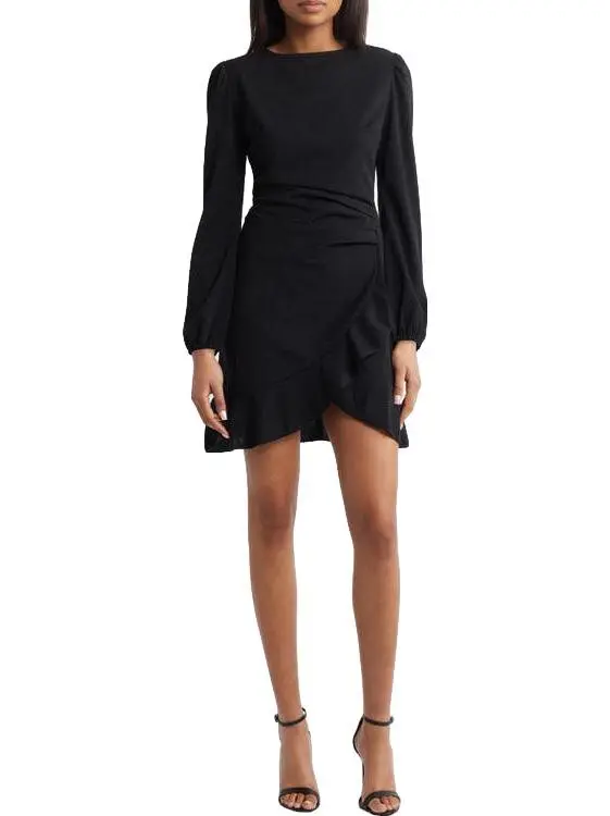 NIKKI LUND Hendrix Pleated Ruffle Mini Dress - Black