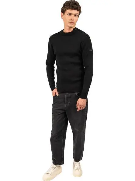 Saint James Matelot Wool Fisherman Sweater - Black