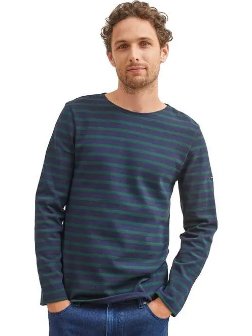 Saint James Meridien Moderne Heavyweight Breton Shirt - Navy/pine Green