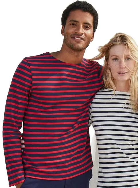 Saint James Meridien Moderne Heavyweight Breton Shirt - Navy/red