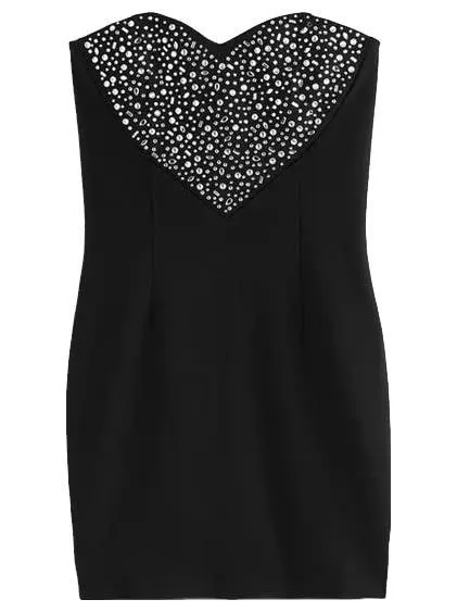 THEME Ari Heart With Rhinestones Dress - Black