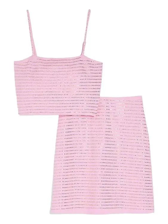 THEME Studded Top And Skirt Set - Pink