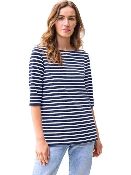 Saint James Phare Boatneck Striped Tunic - Navy/white