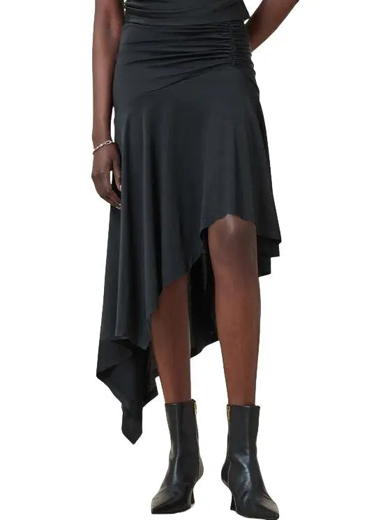 ALLSAINTS Annalie Asymmetric Ruched Midi Skirt - Black
