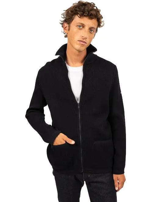 Saint James Quiberon High Collar Knit Jacket - Navy