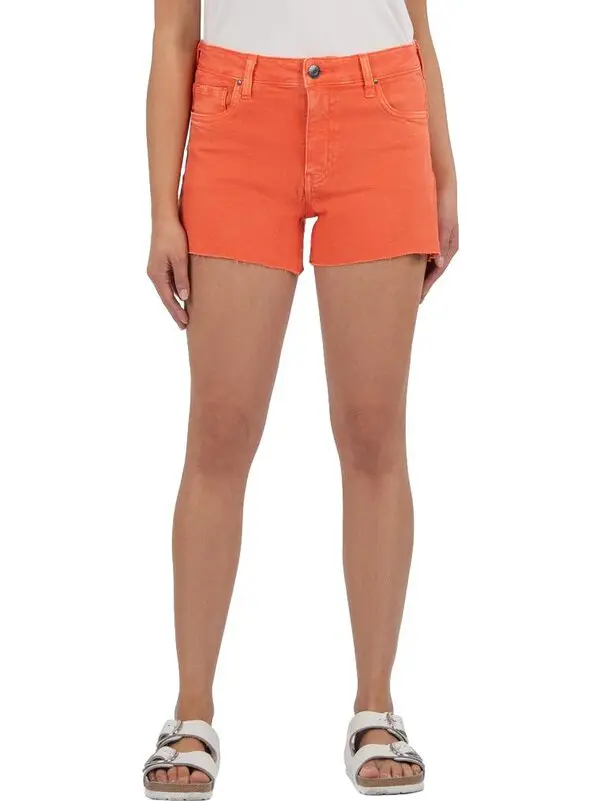 Kut From The Kloth Jane Raw Hem Mid-rise Denim Shorts - Tangerine