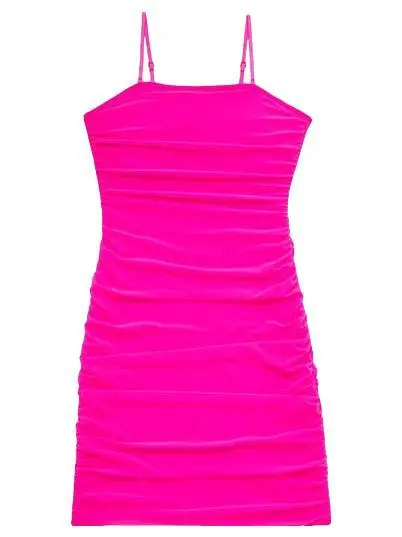 THEME Noemi Mesh Removable Straps Dress - Neon Pink