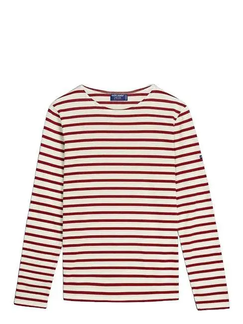 Saint James Minquiers Moderne Striped Shirt - Ecru/maroon
