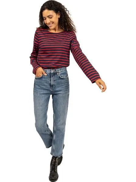 Saint James Minquiers Moderne Striped Shirt - Navy/red