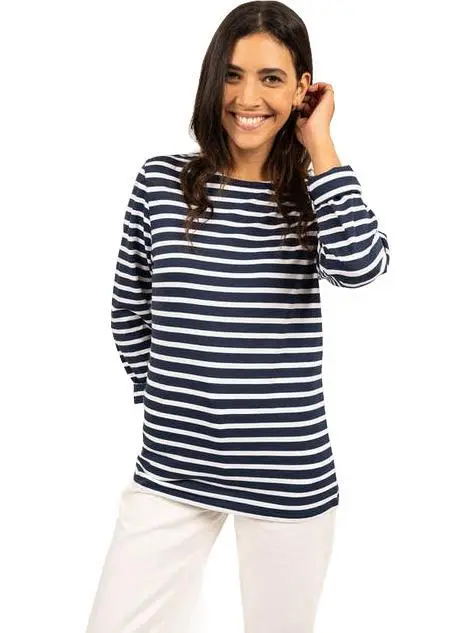 Saint James Minquiers Moderne Striped Shirt - Navy/white