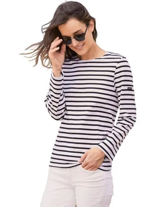 Saint James Minquiers Moderne Striped Shirt - White/black