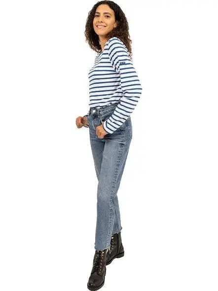 Saint James Minquiers Moderne Striped Shirt - White/royal Blue