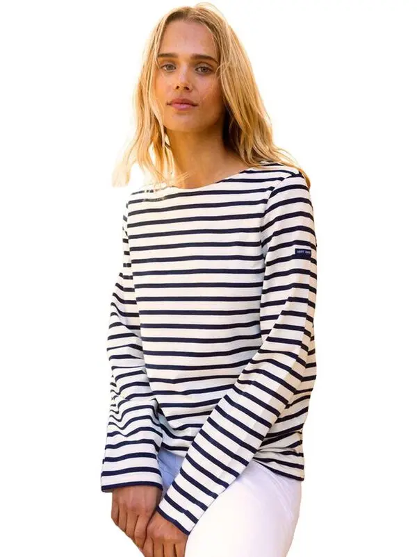 Saint James Minquiers Moderne Striped Shirt - Ecru/navy