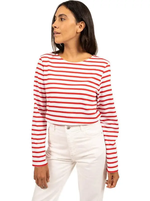 Saint James Minquiers Moderne Striped Shirt - White/red